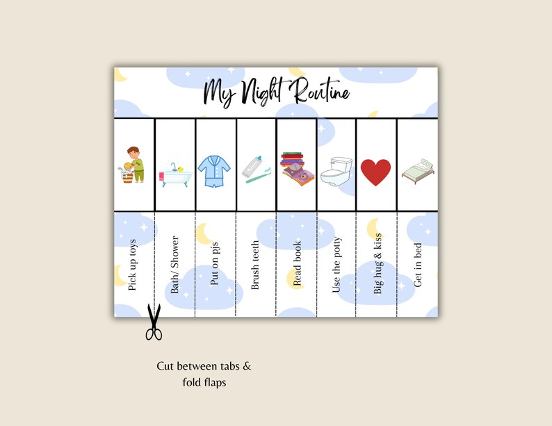 Boys Morning & Evening Routine Chart, Planning Toddler Bedtime Routine ...