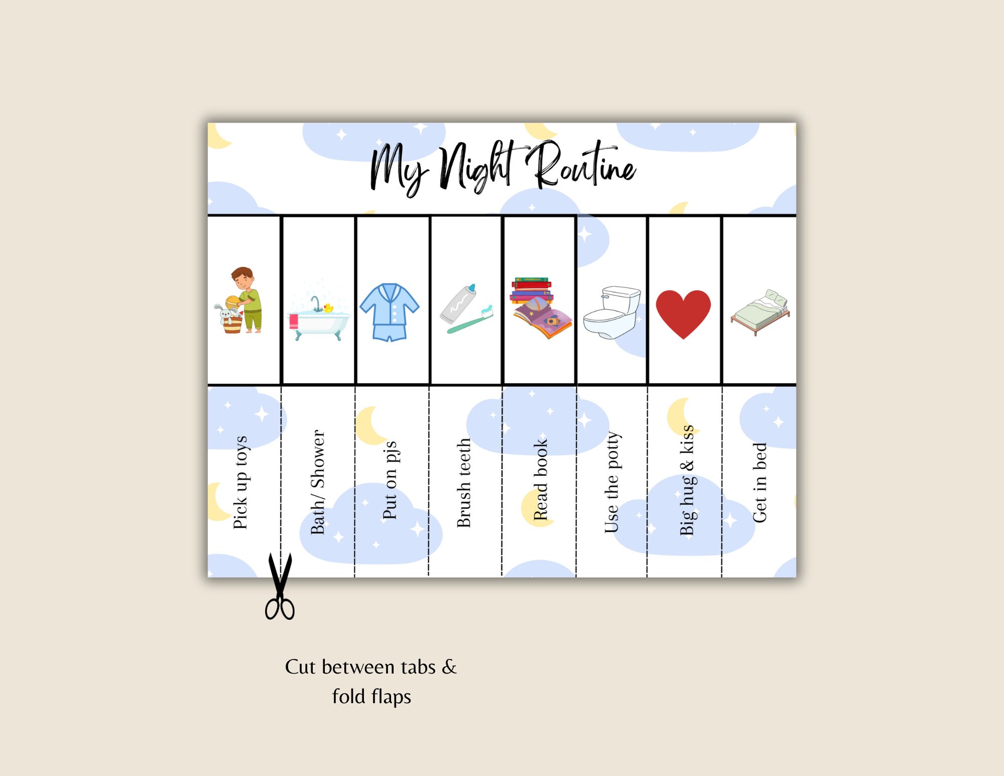 Boys Morning & Evening Routine Chart, Planning Toddler Bedtime Routine ...