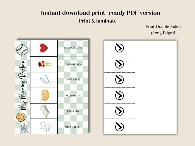 Retro Boys Morning & Evening Routine Chart, Planning Toddler Bedtime ...