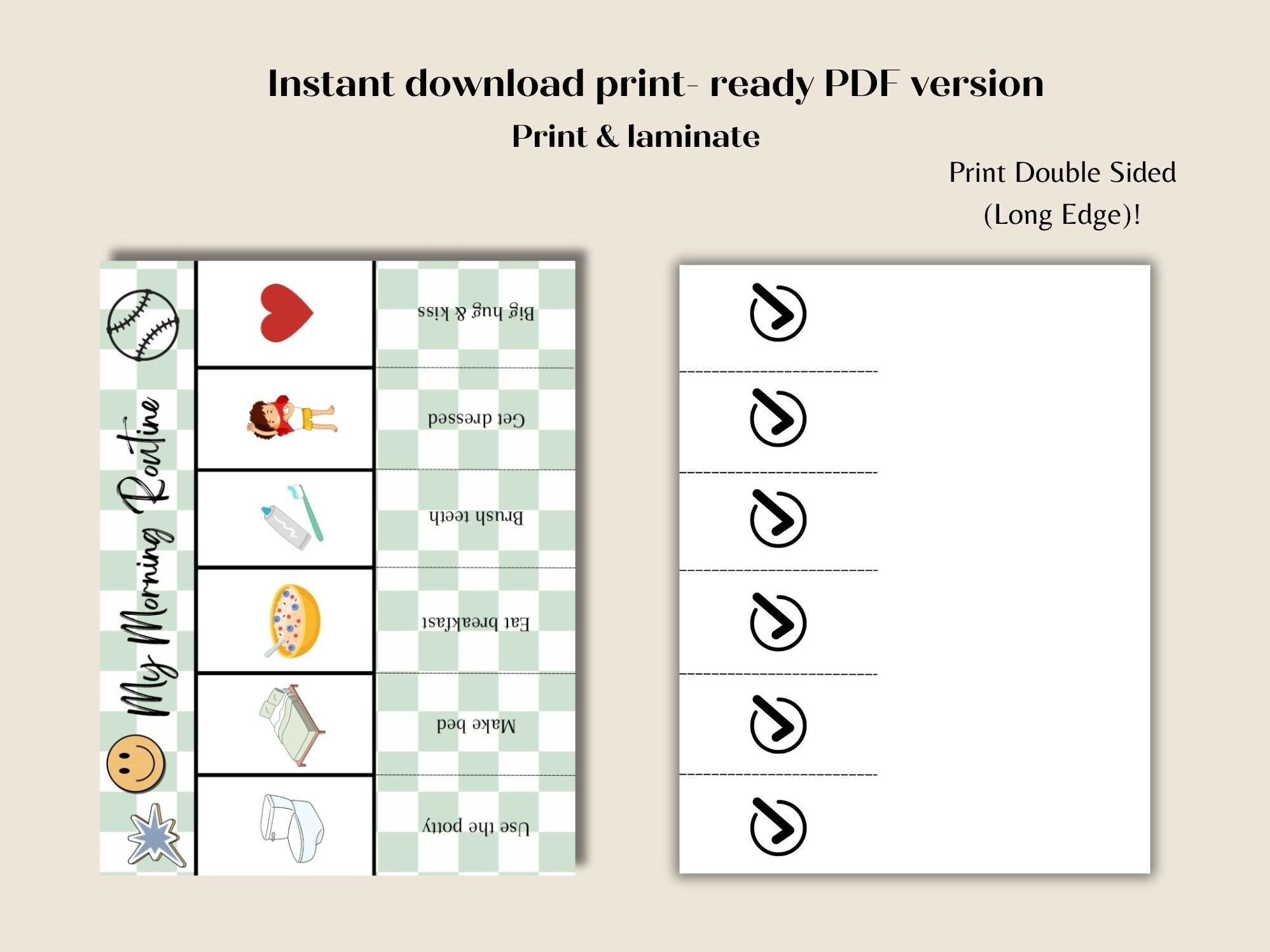 Retro Boys Morning & Evening Routine Chart, Planning Toddler Bedtime ...