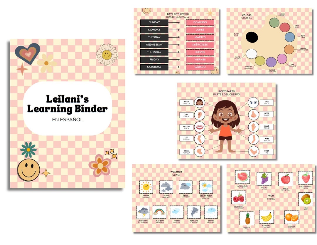 Girl Spanish Busy Book Printable Worksheets Set, Matching Activities ...