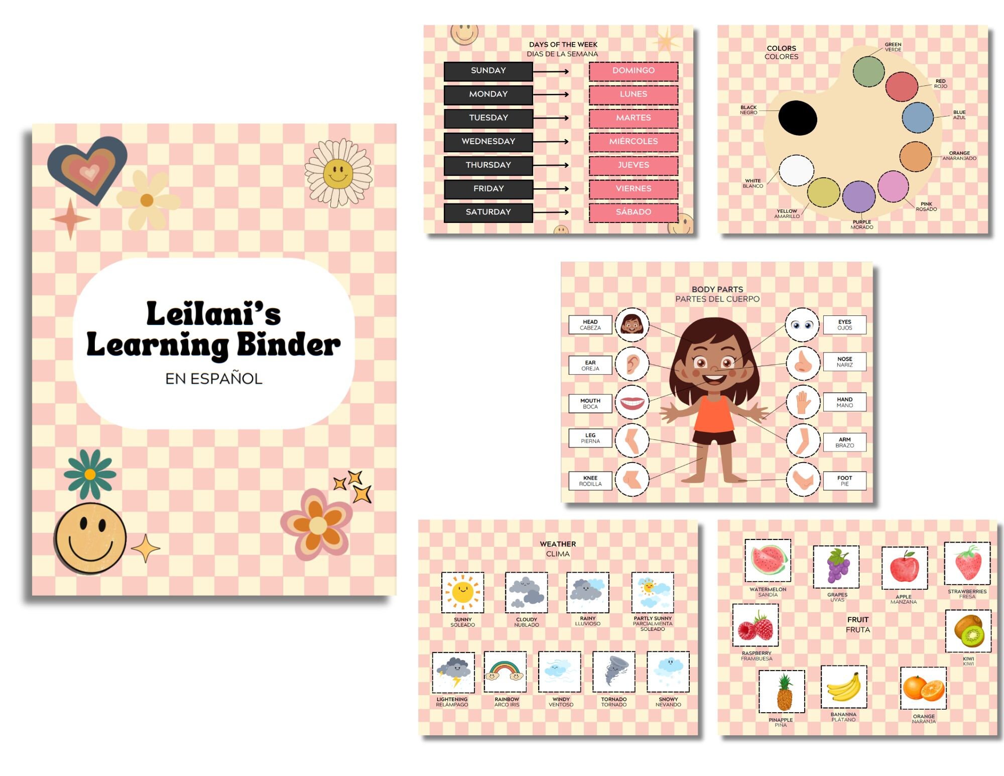 Girl Spanish Busy Book Printable Worksheets Set, Matching Activities ...