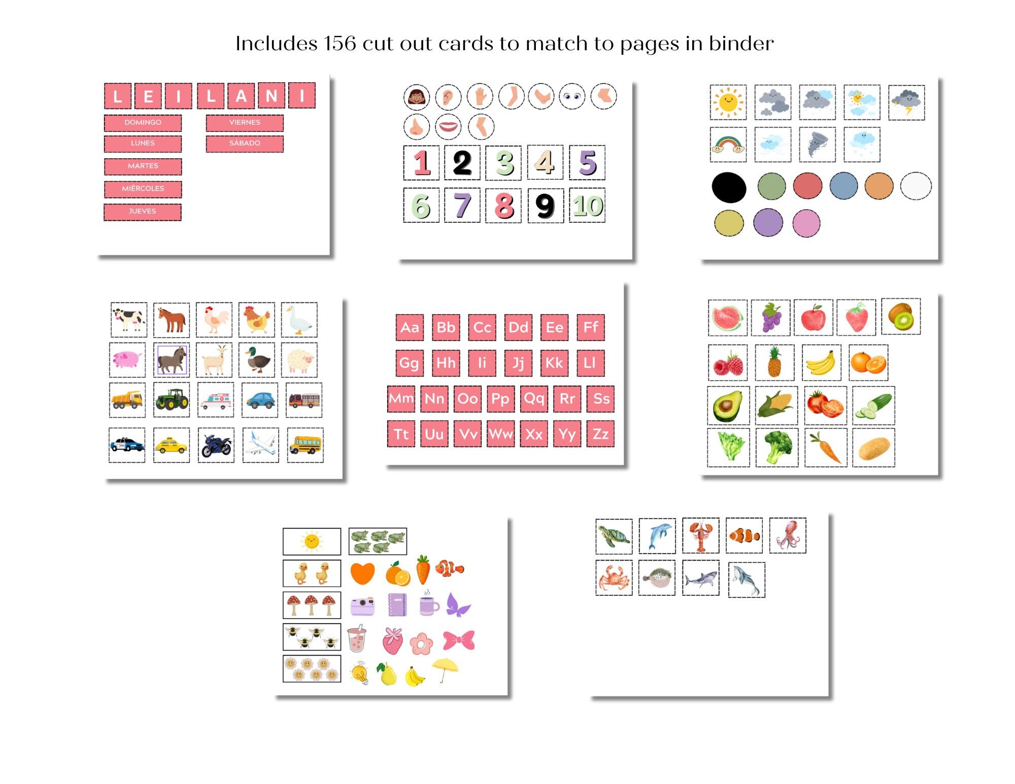 Girl Spanish Busy Book Printable Worksheets Set, Matching Activities ...