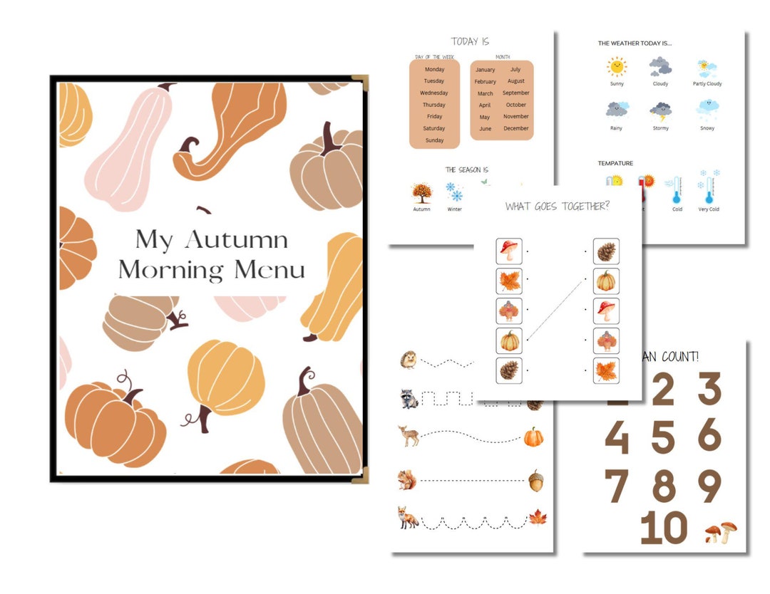 Autumn Morning Menu | Preschool | Homeschool Morning Menu | Morning ...