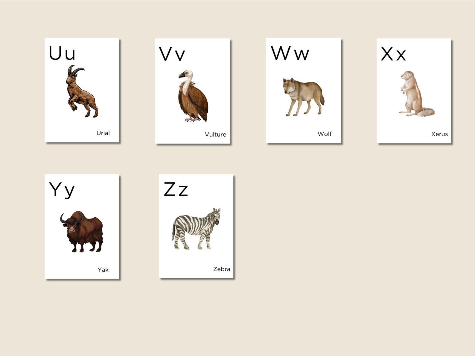 26 Printable Animal Alphabet Flash Cards, Classroom Decor, Toddlers ...
