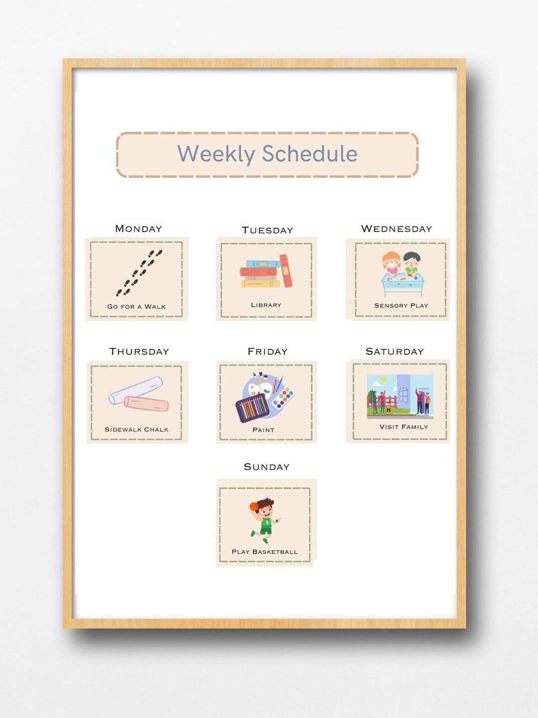 Kids Weekly Planner, Custom Weekly Kids Calendar, Visual Schedule for ...