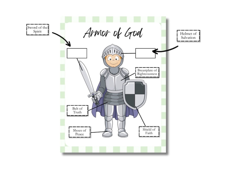 Armor of God Bible Activity, Sunday School Activity, Bible Printable ...