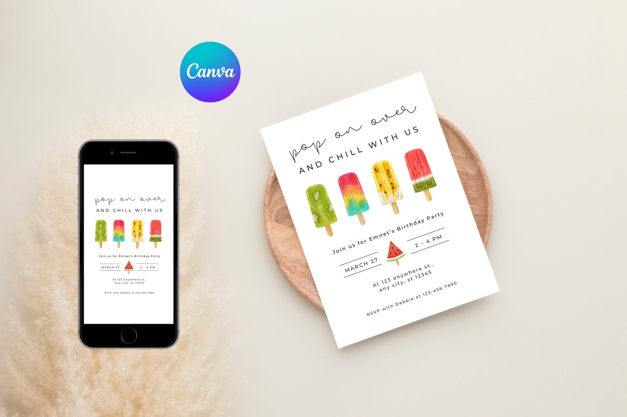 Birthday Invite for Kids, Summer Birthday Invitation, Editable Template ...