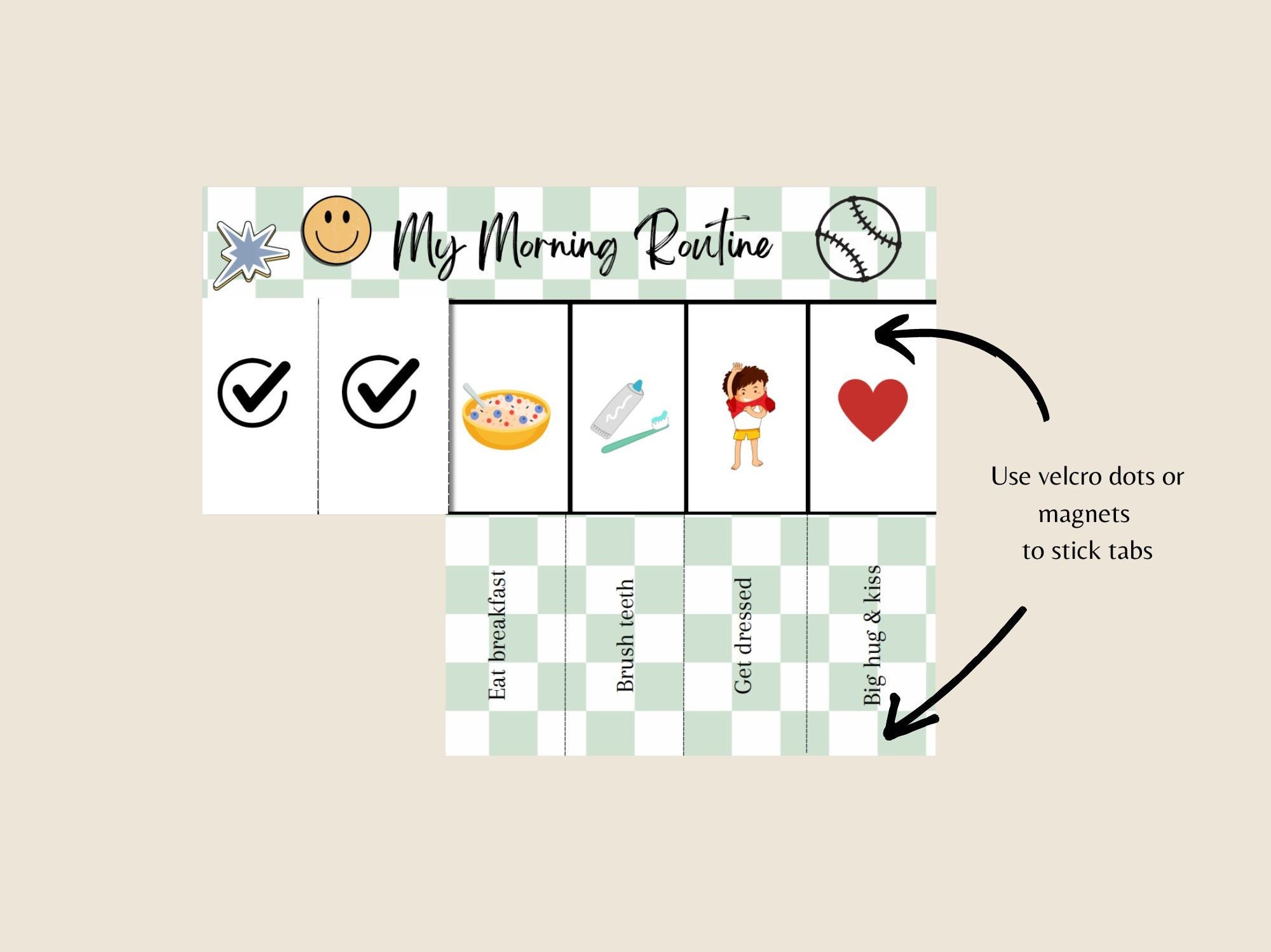 Retro Boys Morning & Evening Routine Chart, Planning Toddler Bedtime ...