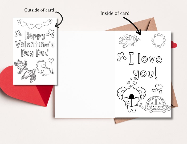Printable Mom and Dad Valentine's Coloring Cards From Child, Print and ...