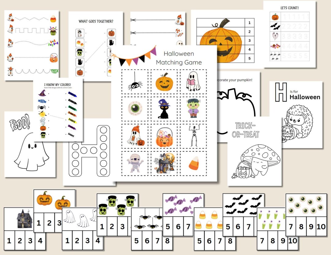 Preschool Halloween Activity Pack, Printable Learning Bundle, Halloween ...