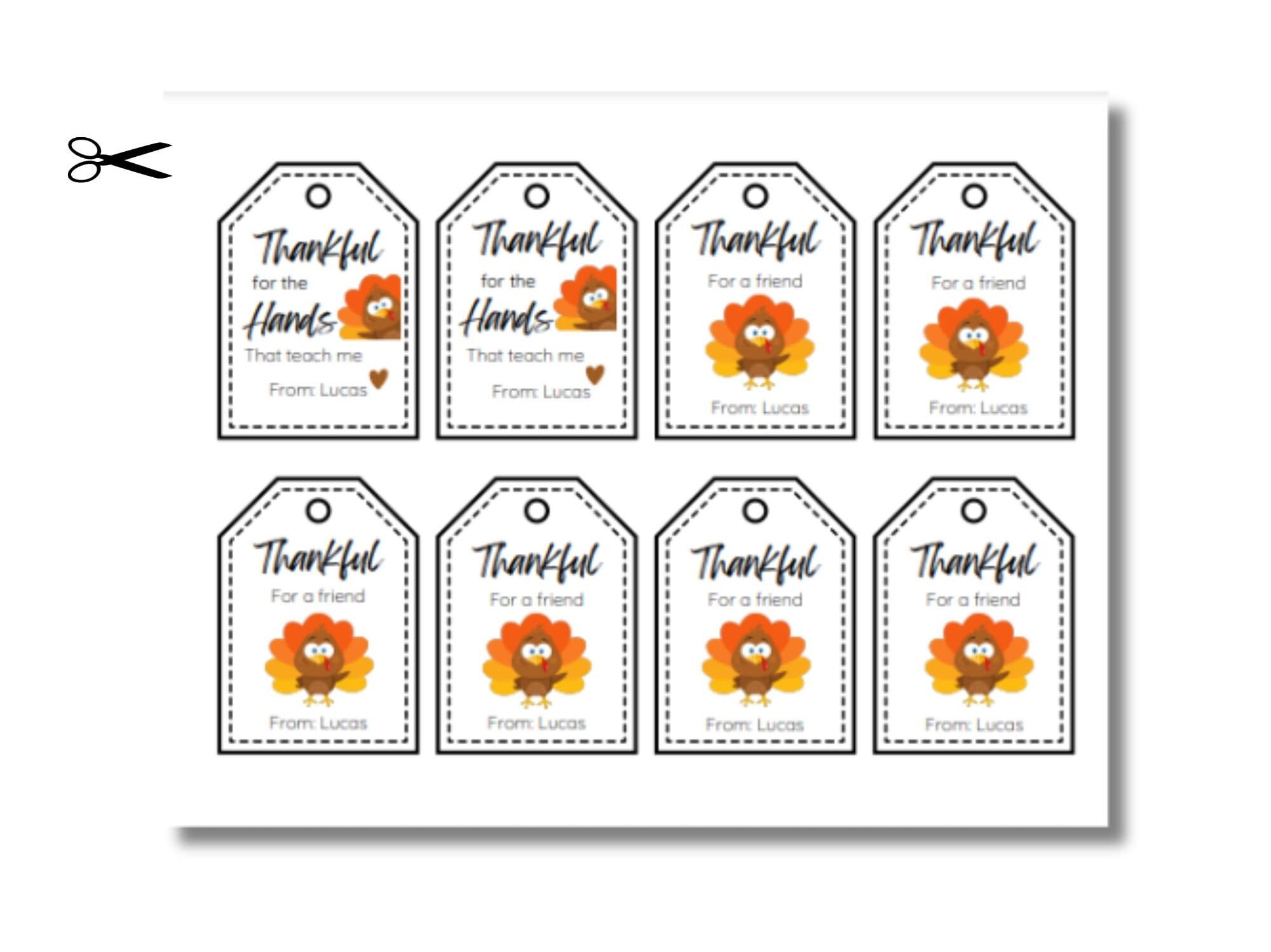 Printable Fall Thanksgiving Gift Tag Personalized, Editable From Gift ...