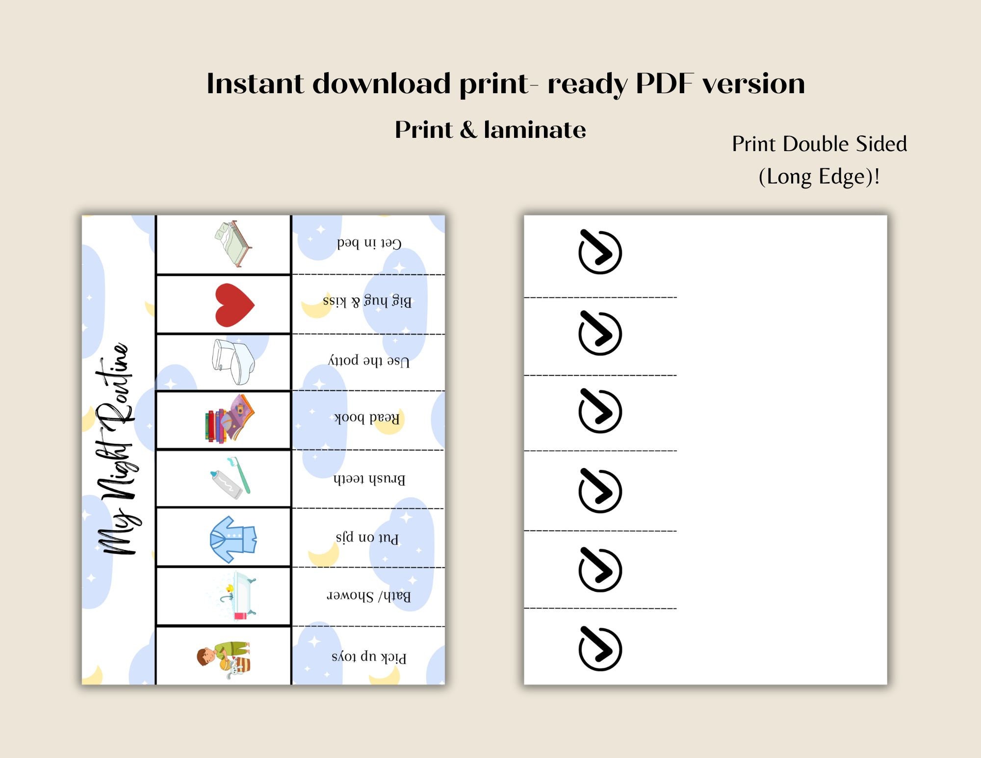 Boys Morning & Evening Routine Chart, Planning Toddler Bedtime Routine ...