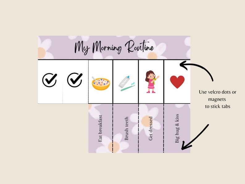 Girls Morning & Evening Routine Chart, Planning Toddler Bedtime Routine ...