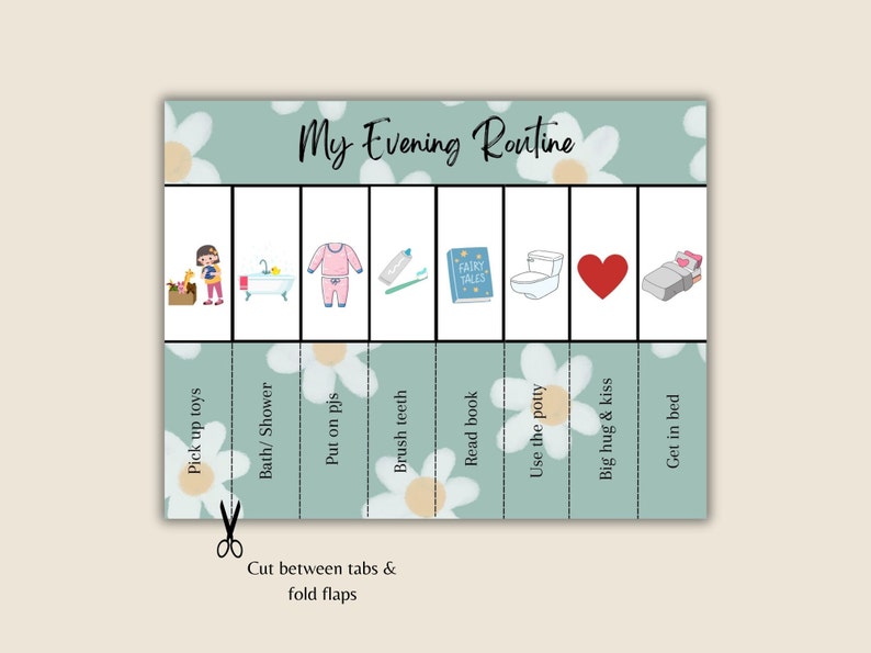 Girls Morning & Evening Routine Chart, Planning Toddler Bedtime Routine ...