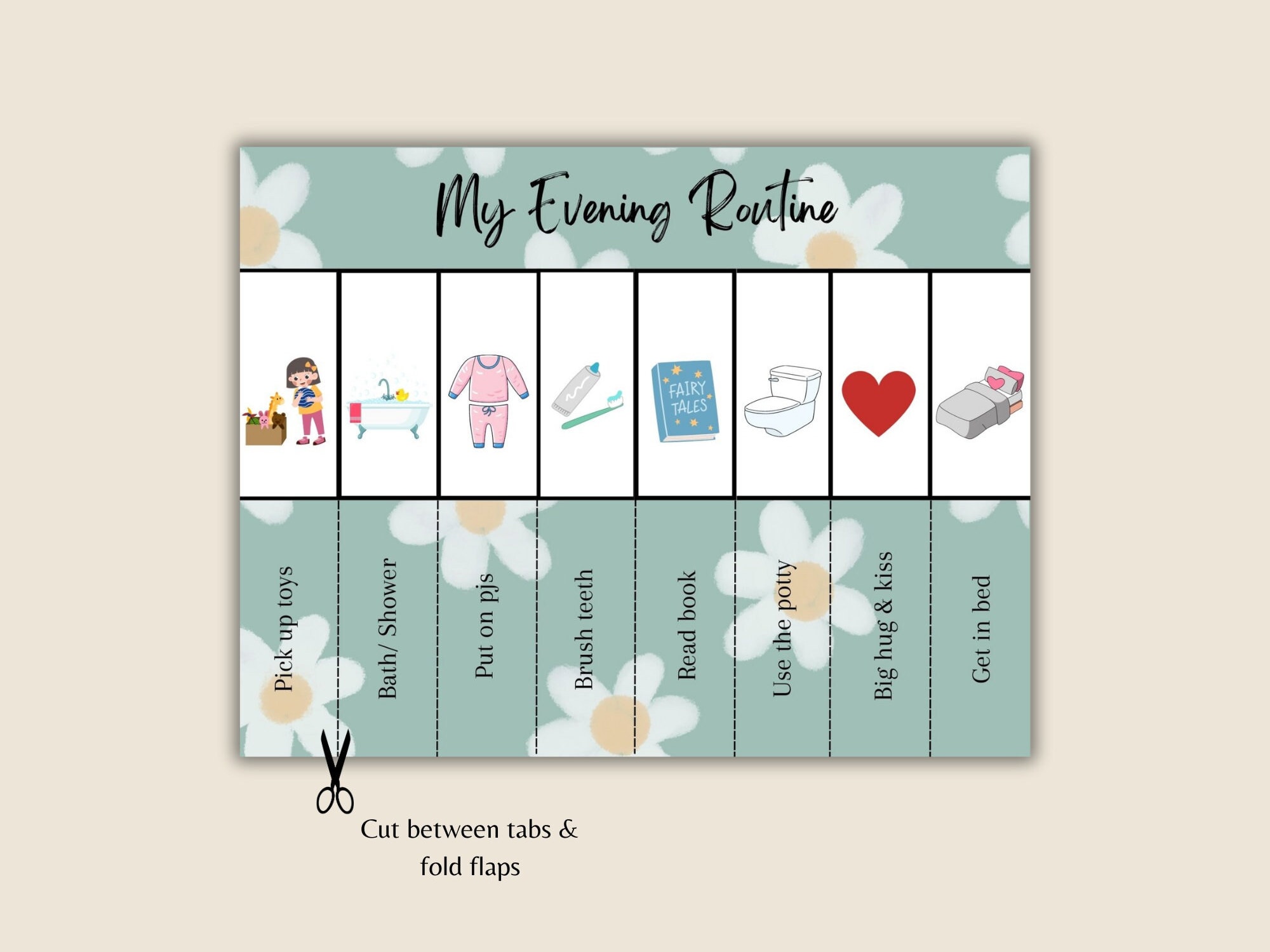 Girls Morning & Evening Routine Chart, Planning Toddler Bedtime Routine ...