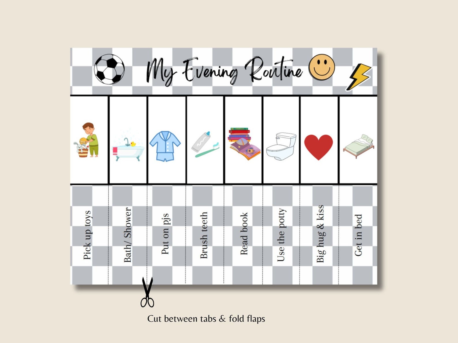 Retro Boys Morning & Evening Routine Chart, Planning Toddler Bedtime ...