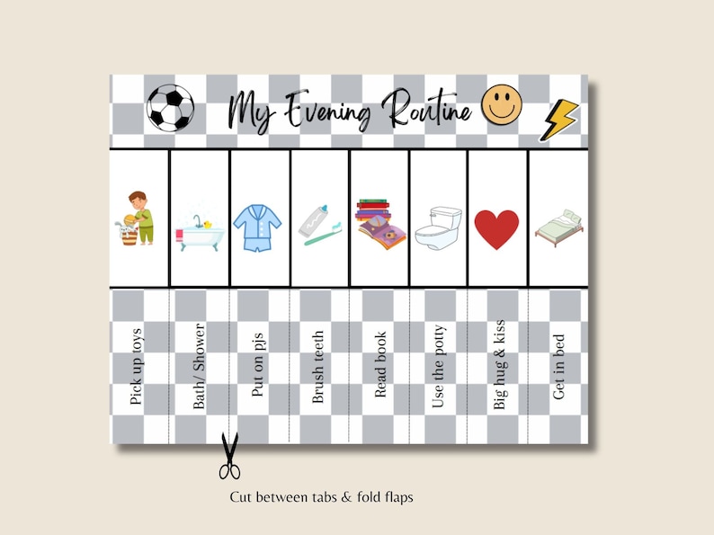 Retro Boys Morning & Evening Routine Chart, Planning Toddler Bedtime ...