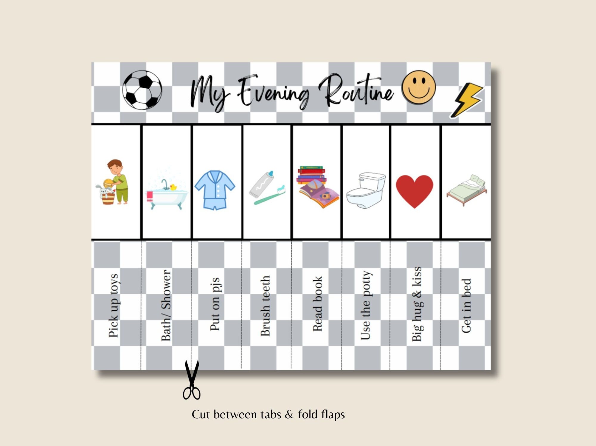 Retro Boys Morning & Evening Routine Chart, Planning Toddler Bedtime ...