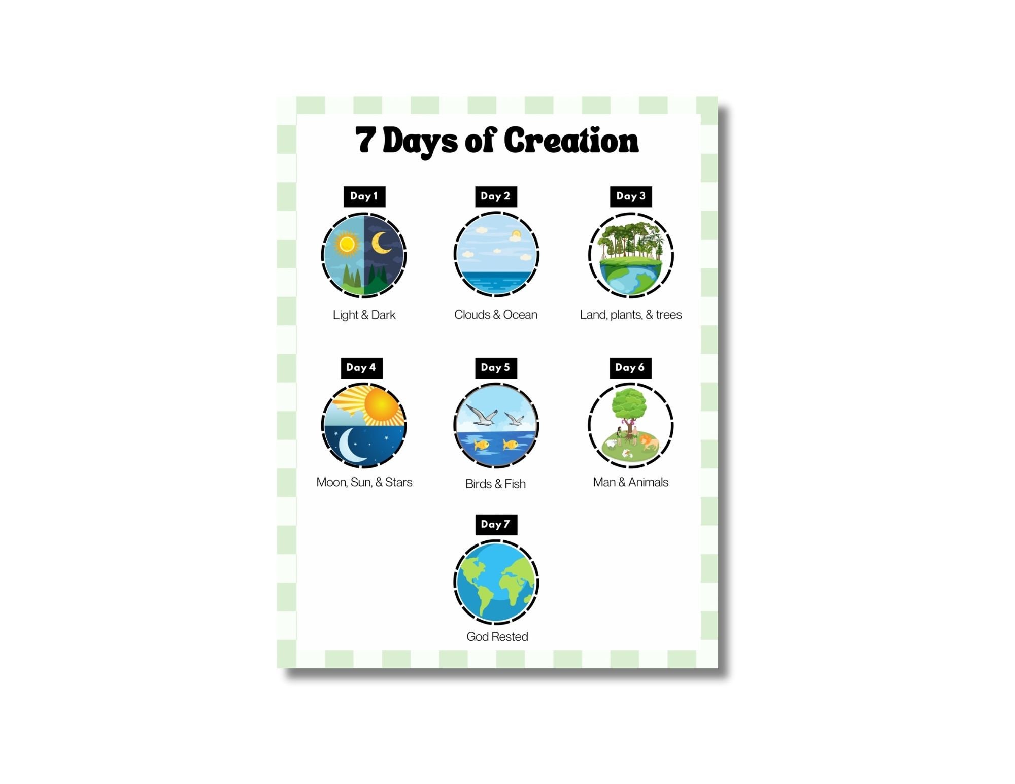 7 Days of Creation Printable, Bible Activity for Kids, Genesis Bible ...