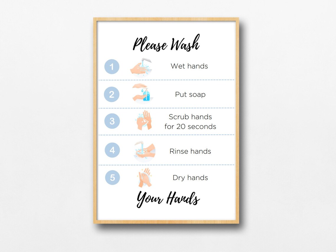 Educational Poster for Teeth Brushing & Washing Hands, Step by Step ...