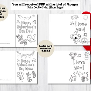 Printable Mom and Dad Valentine's Coloring Cards From Child, Print and ...