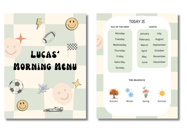 Retro Morning Menu Preschool Homeschool Morning Menu Morning Basket ...