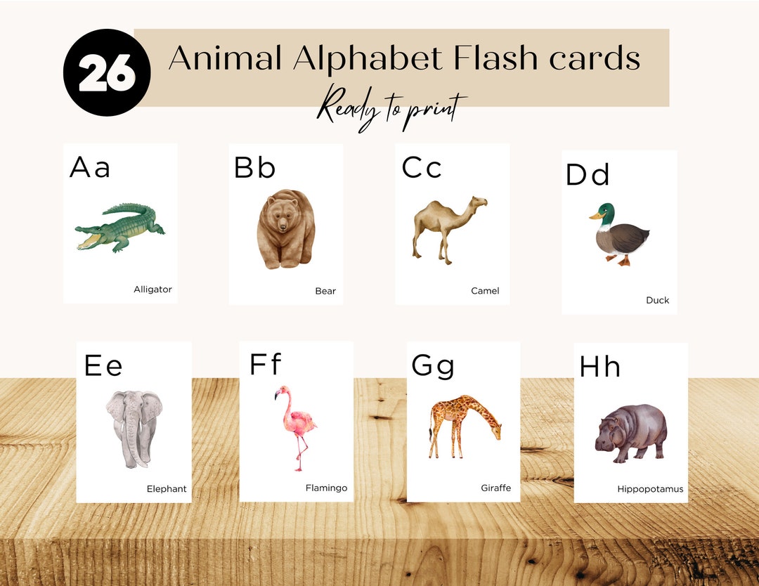 26 Printable Animal Alphabet Flash Cards Classroom Decor - Etsy