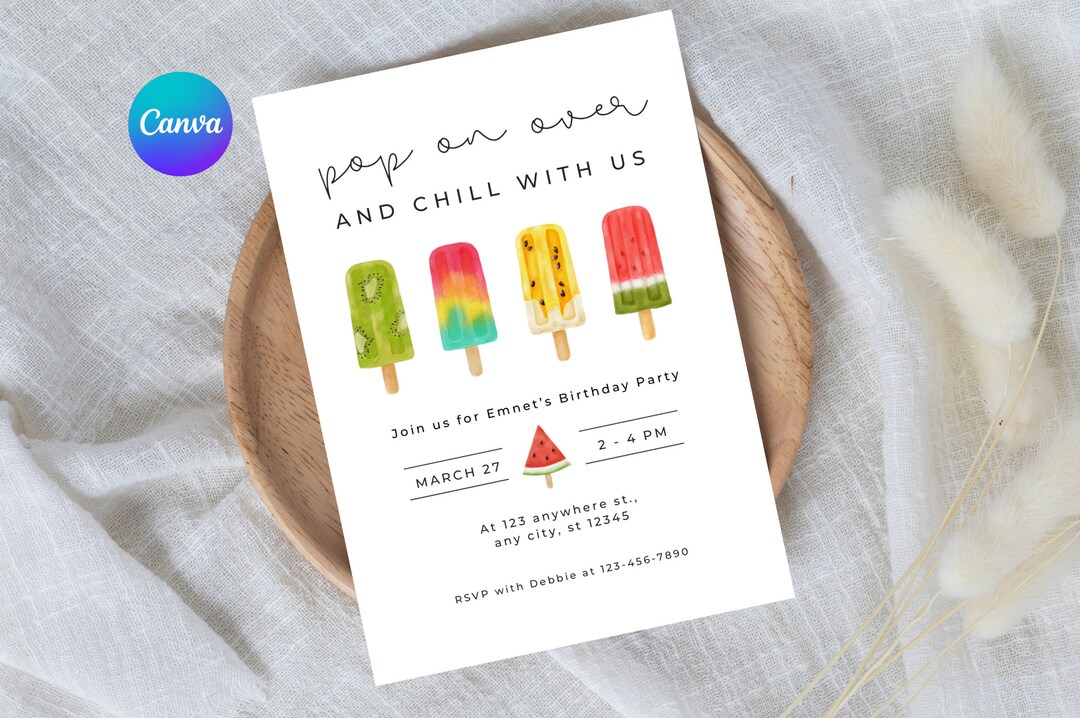 Birthday Invite for Kids, Summer Birthday Invitation, Editable Template ...