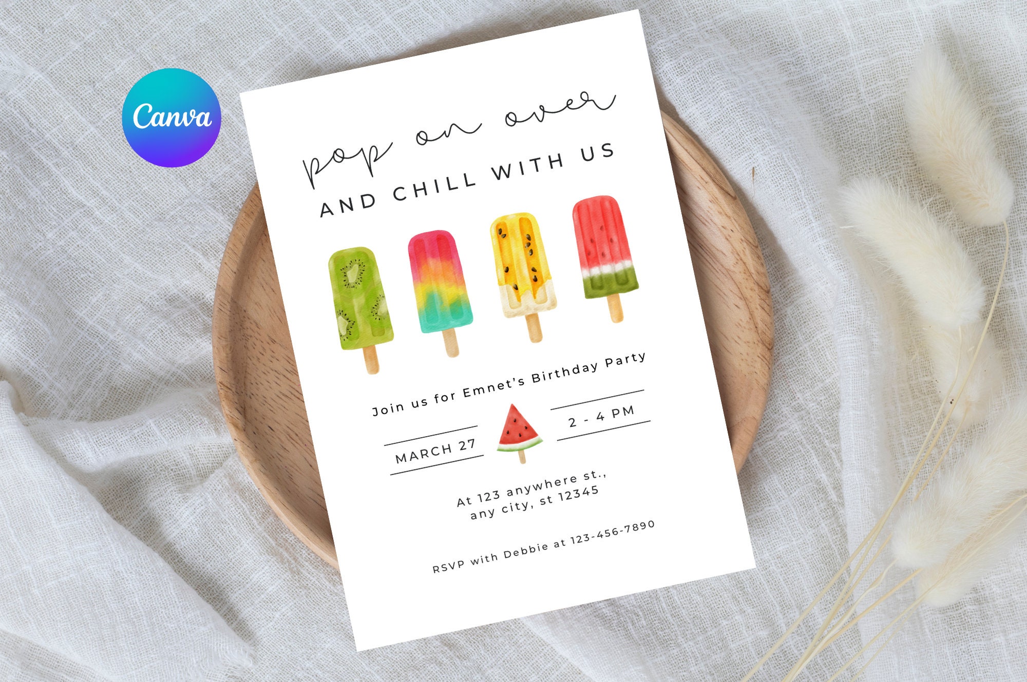 Birthday Invite for Kids, Summer Birthday Invitation, Editable Template ...