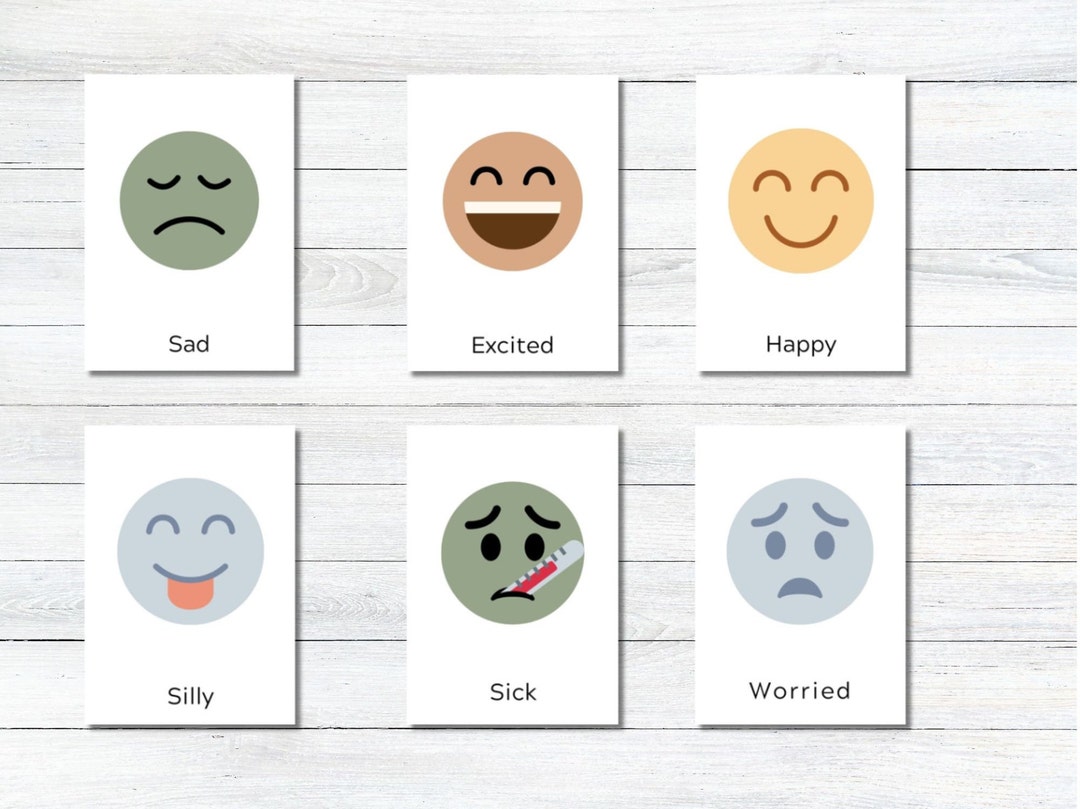 Emotion Flashcards Feelings Flash Cards Montessori - Etsy