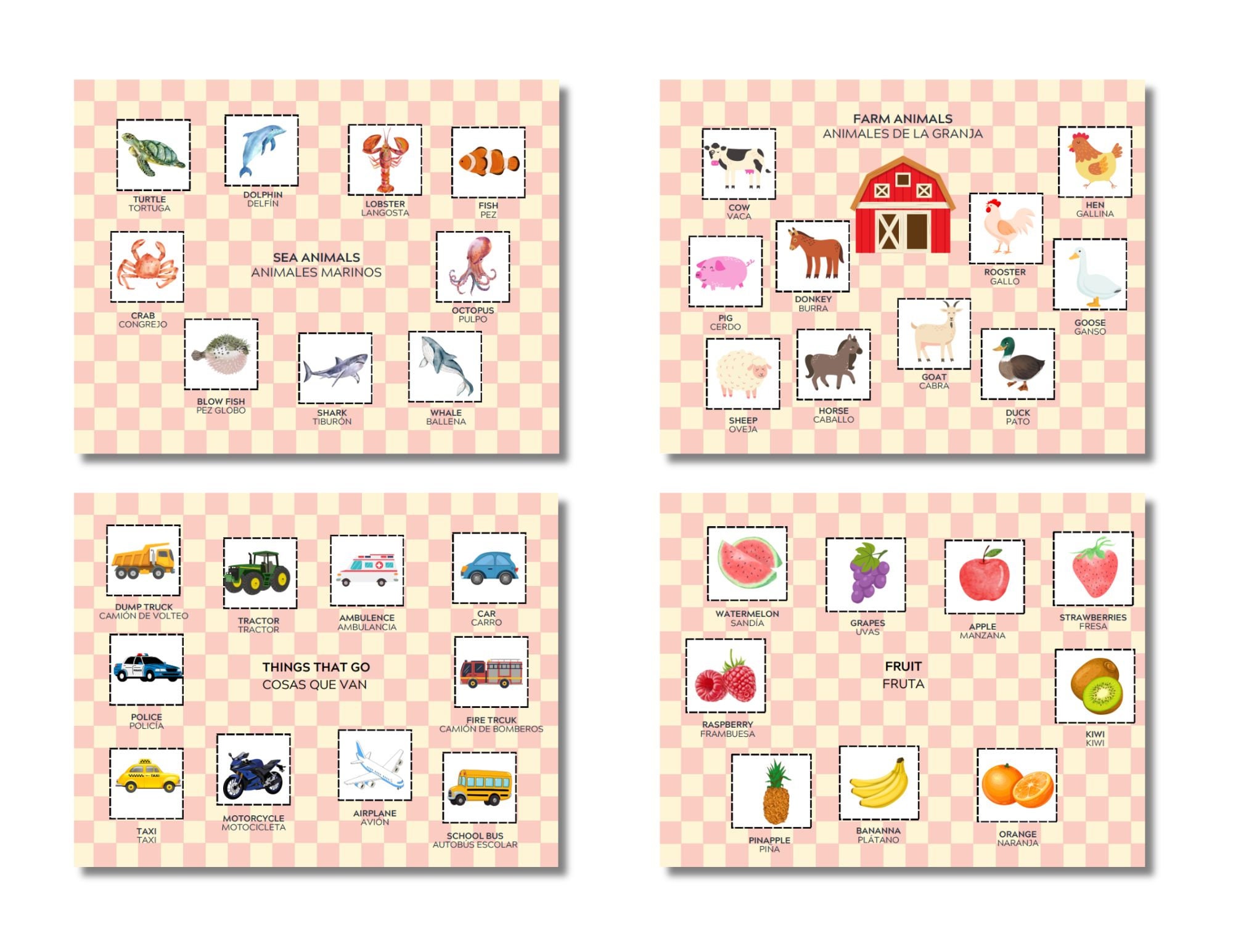 Girl Spanish Busy Book Printable Worksheets Set, Matching Activities ...