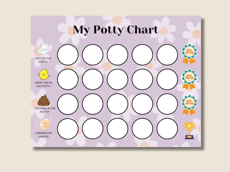 Printable Potty Training Chart, Girl Potty Training Training Chart ...