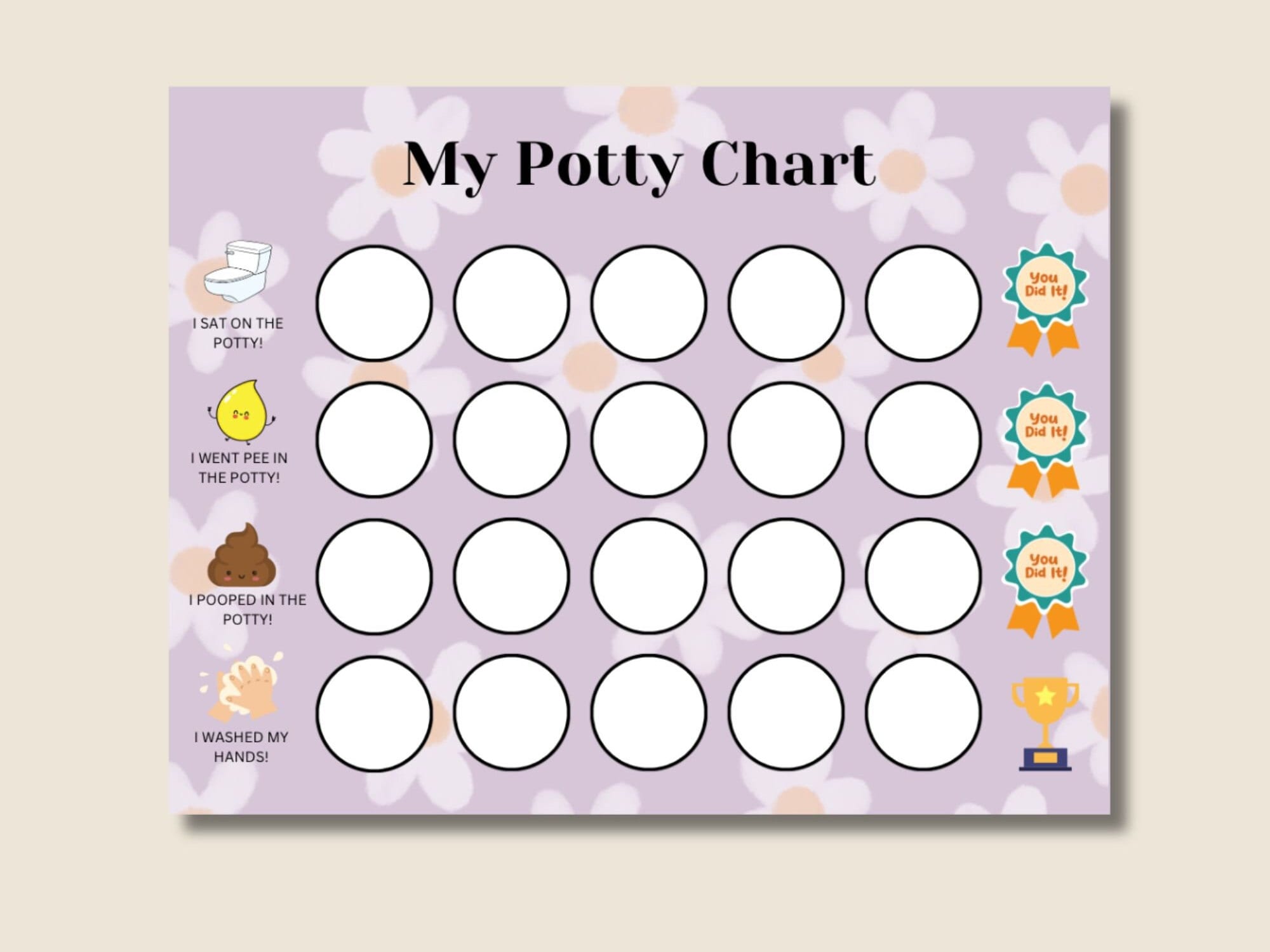 Printable Potty Training Chart, Girl Potty Training Training Chart ...
