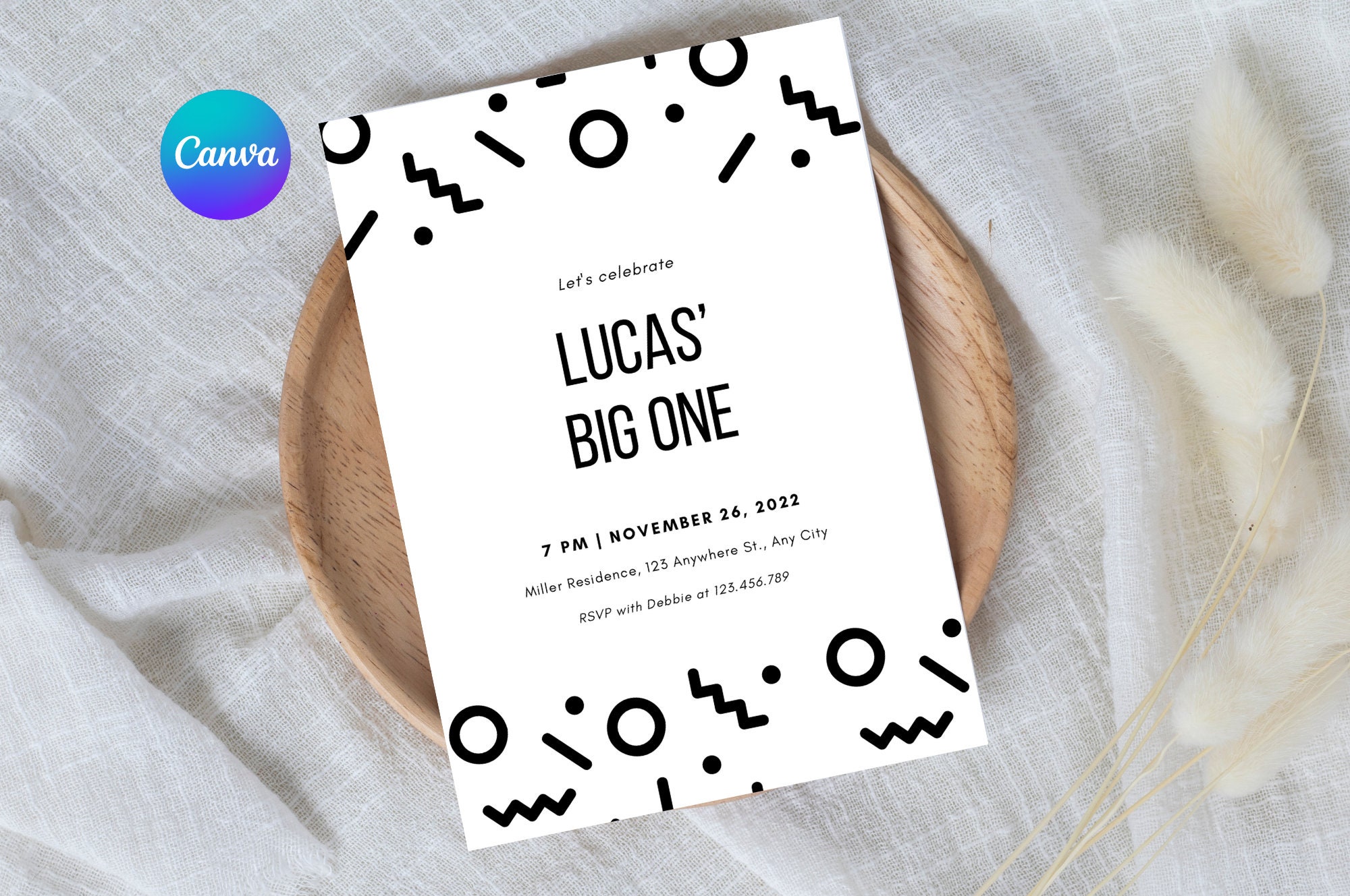 Big One Birthday Invite, Notorious One, Black and White Birthday ...