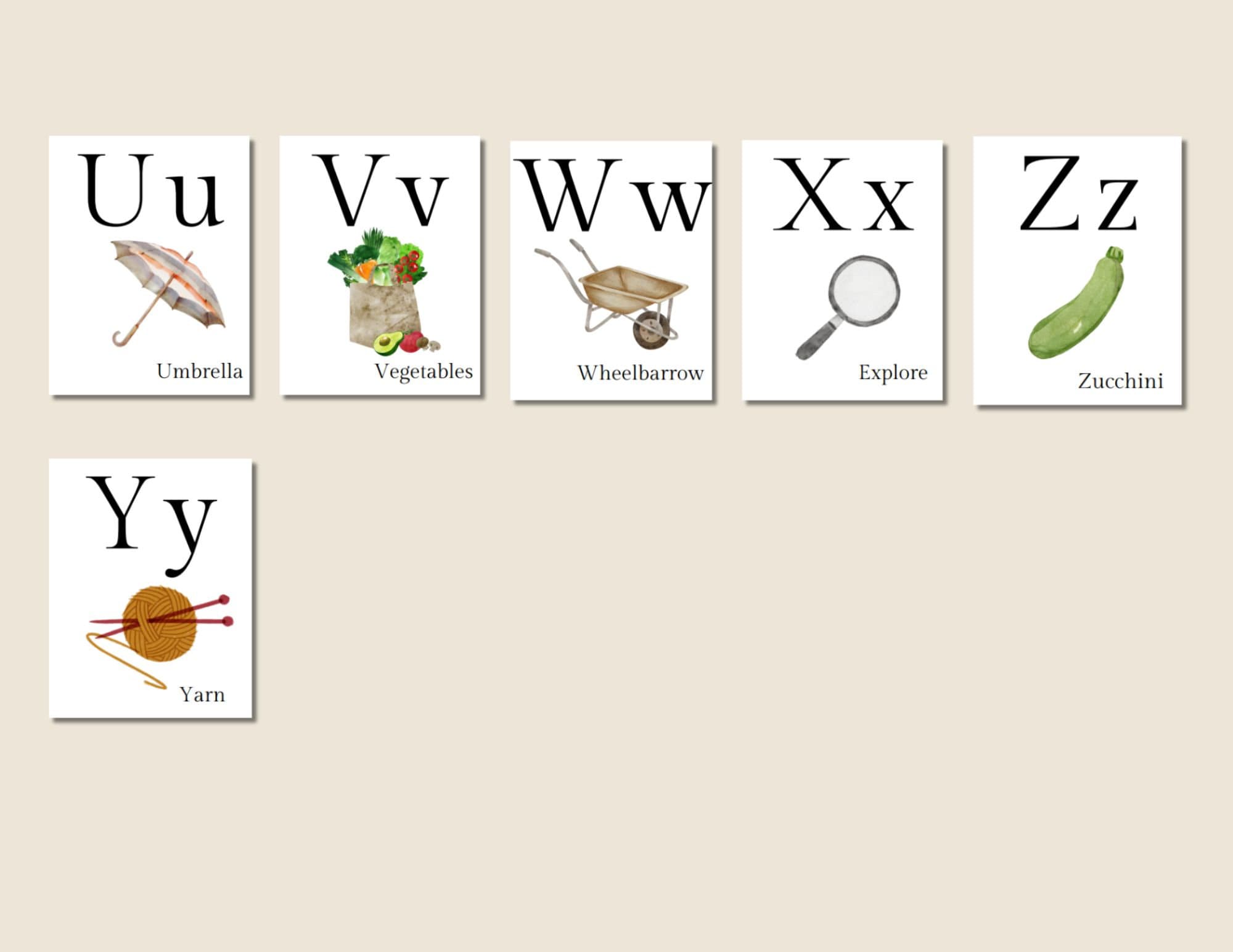BUNDLE Nature Alphabet Flashcards / Number Flashcards/ Watercolor Cards ...