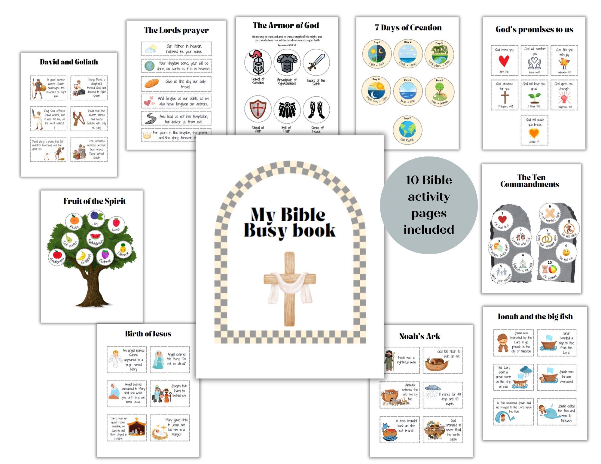 Printable Bible Busy Binder, Bible Busy Book, Bible Activities, Sunday ...