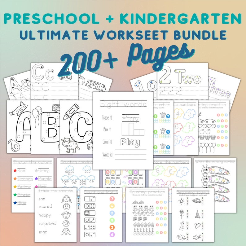 200 Preschool and Kindergarten Workbook Activity Worksheets Coloring ...