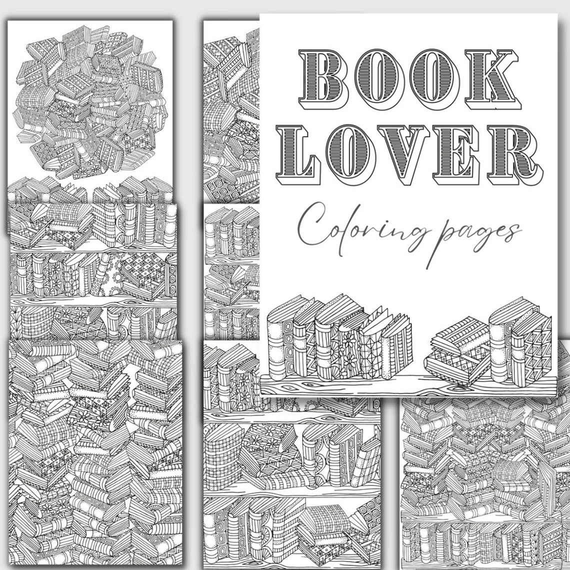 Book Lover Coloring Book Adult Coloring Book Coloring Pages Books ...