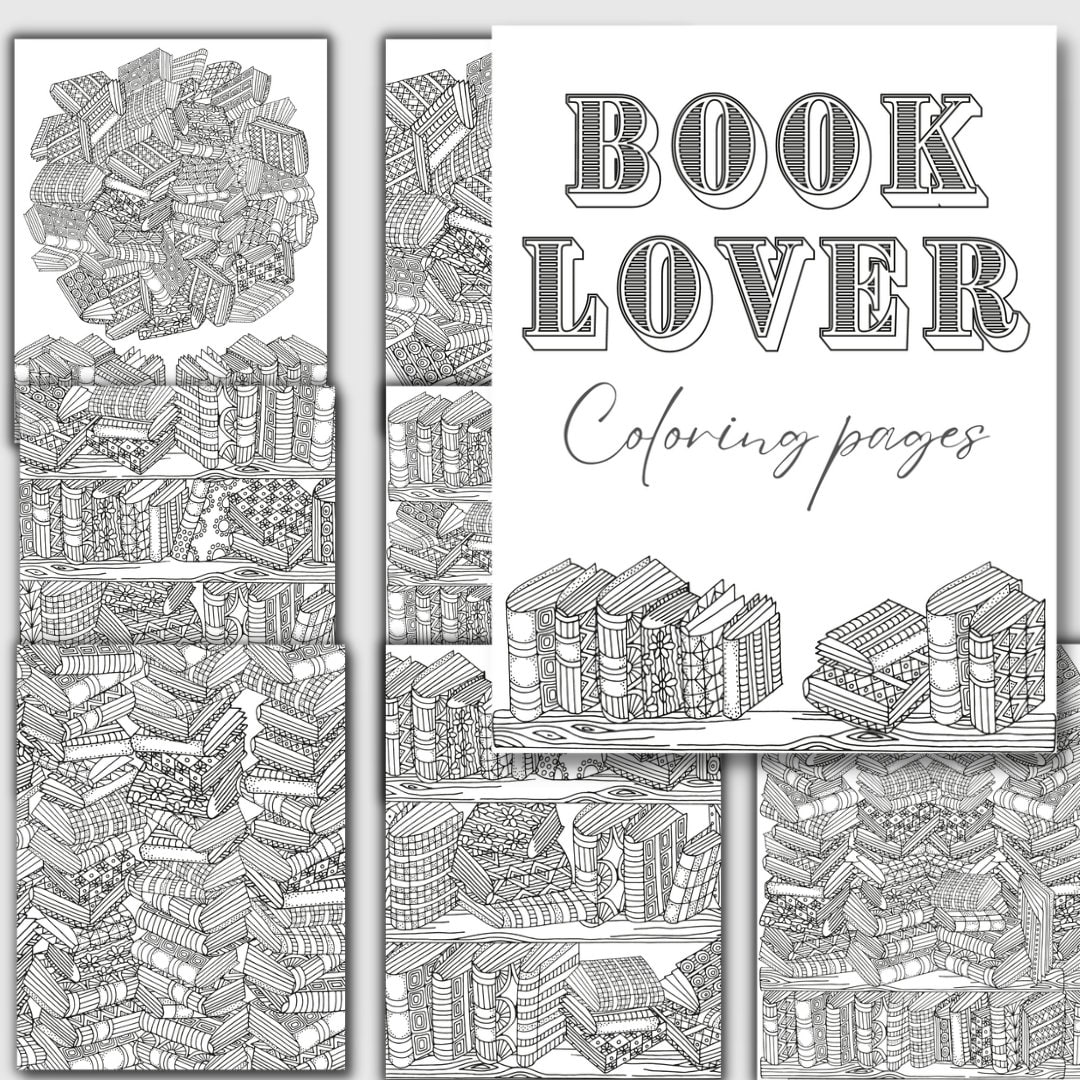Book Lover Coloring Book Adult Coloring Book Coloring Pages Books ...