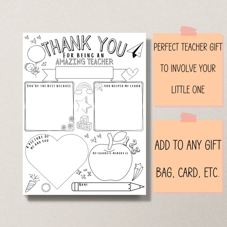 Teacher Appreciation Printable for Kids End of Year Last - Etsy