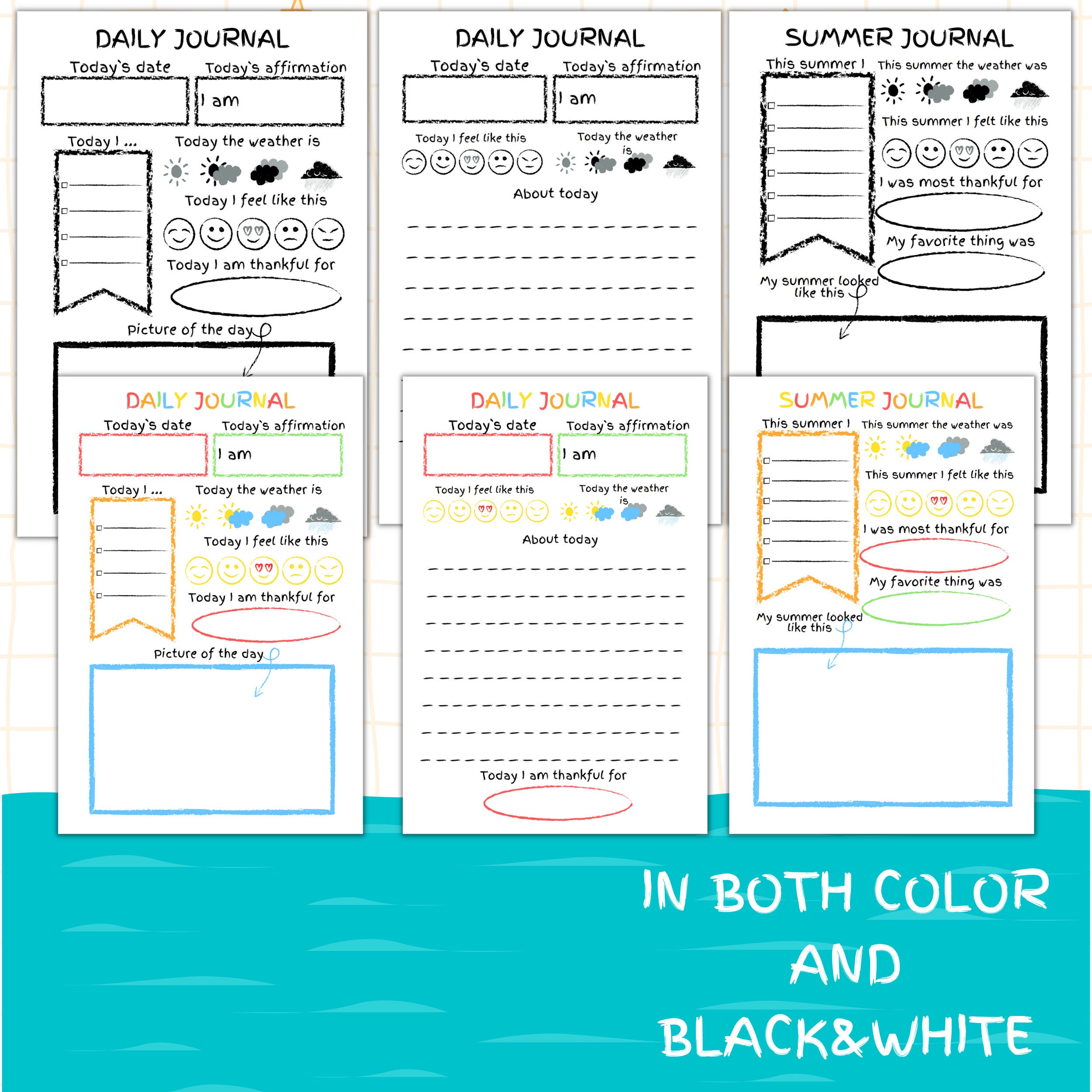 My Summer Journal Printable PDF Daily Journal and Diary for Kids Kids ...