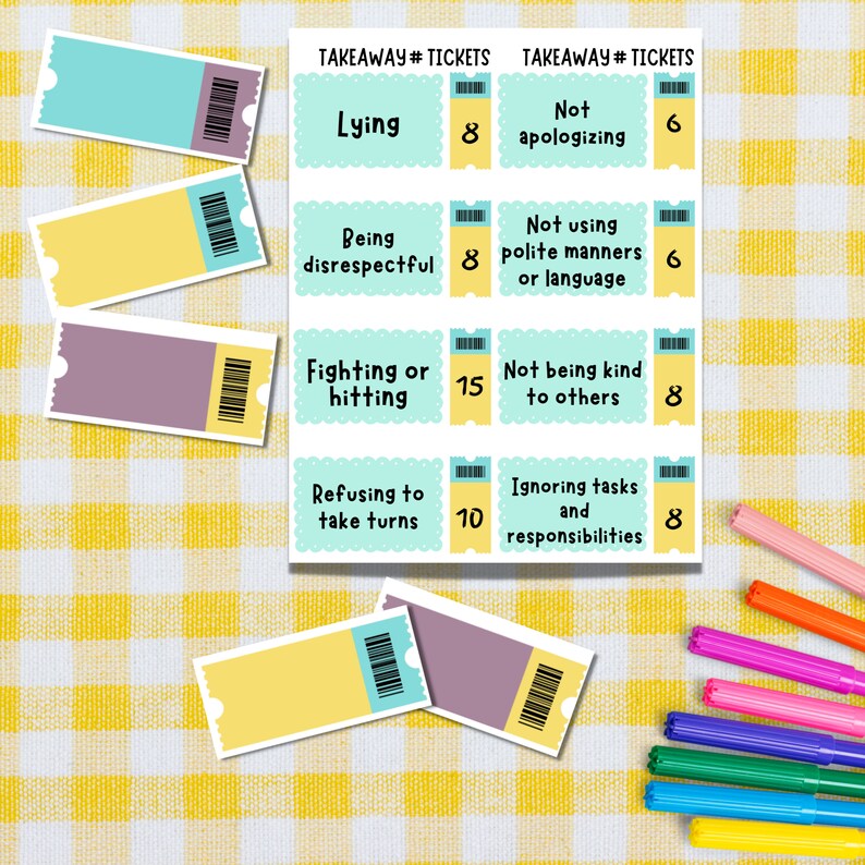 Printable Kids Reward Chart With Ticket System Encourage Routines ...