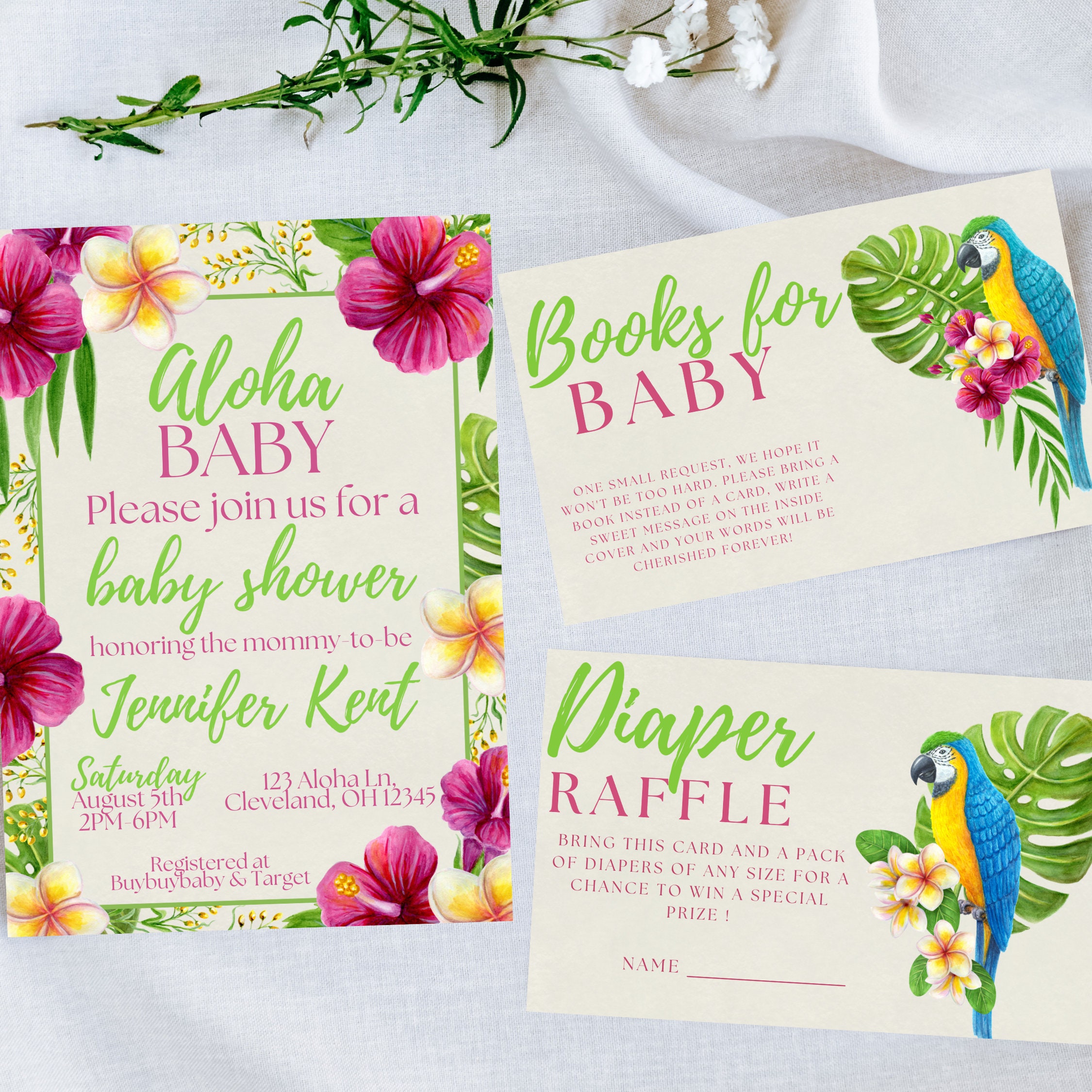 Aloha Baby Shower Bundle Tropical Hawaiian Hawaiian Theme - Etsy
