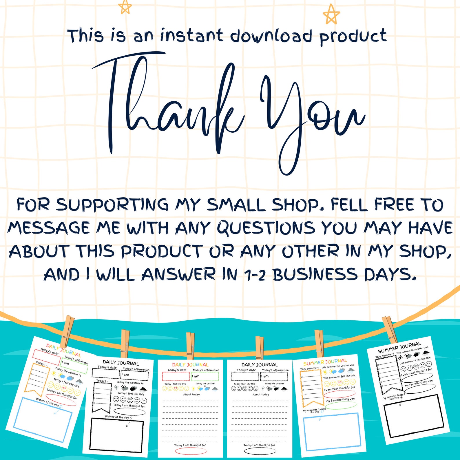 My Summer Journal Printable PDF Daily Journal and Diary for Kids Kids ...