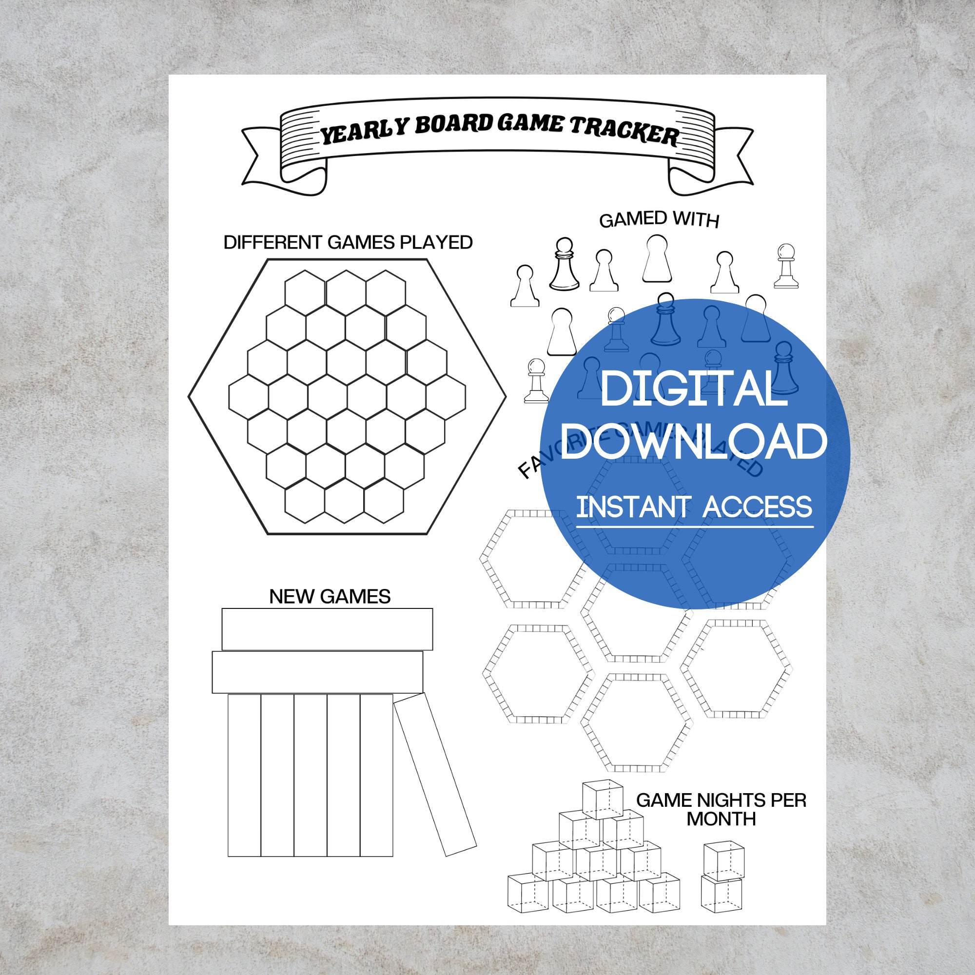 Yearly Board Game Habit Tracker - Digital Download - Track Game Play ...