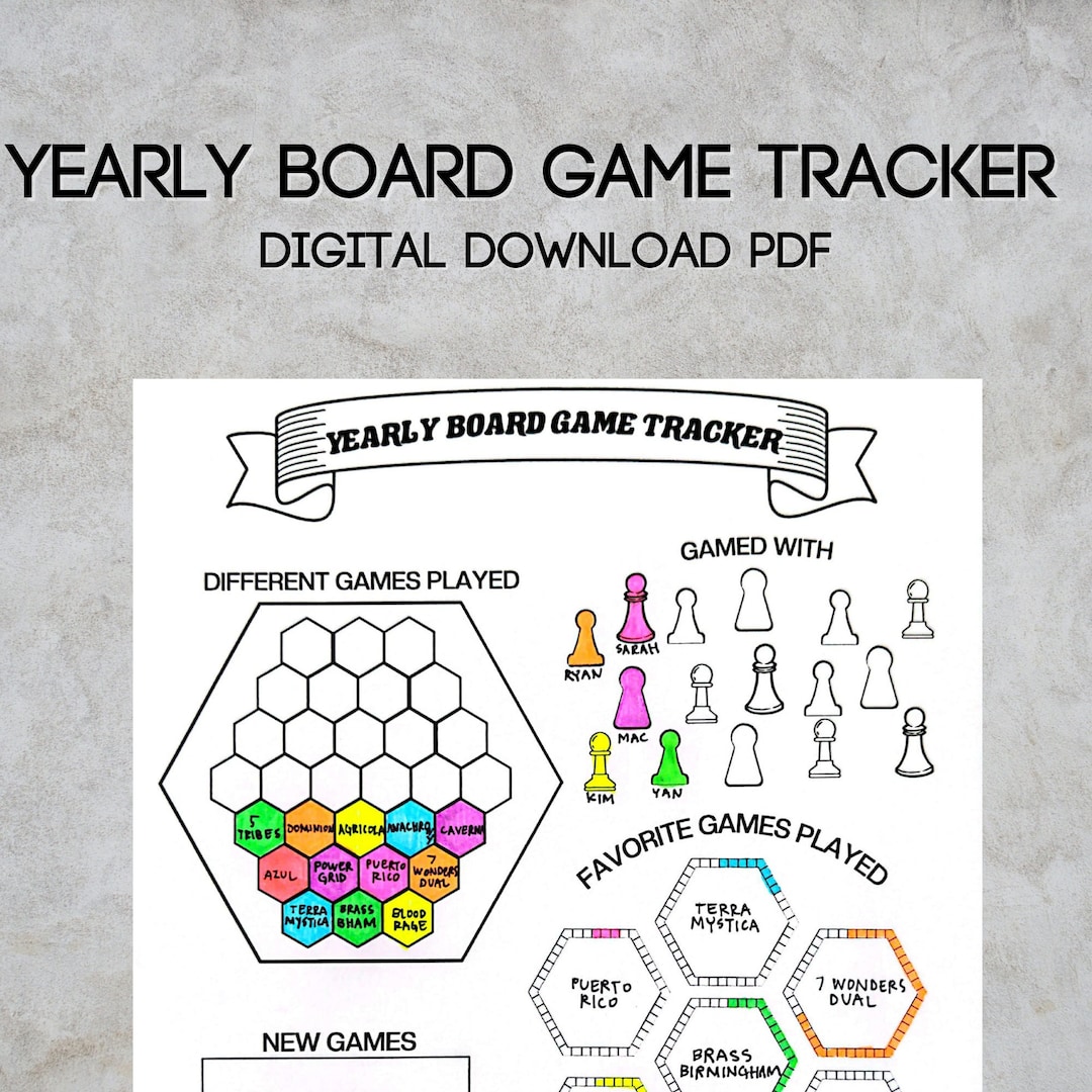 Yearly Board Game Habit Tracker - Digital Download - Track Game Play ...