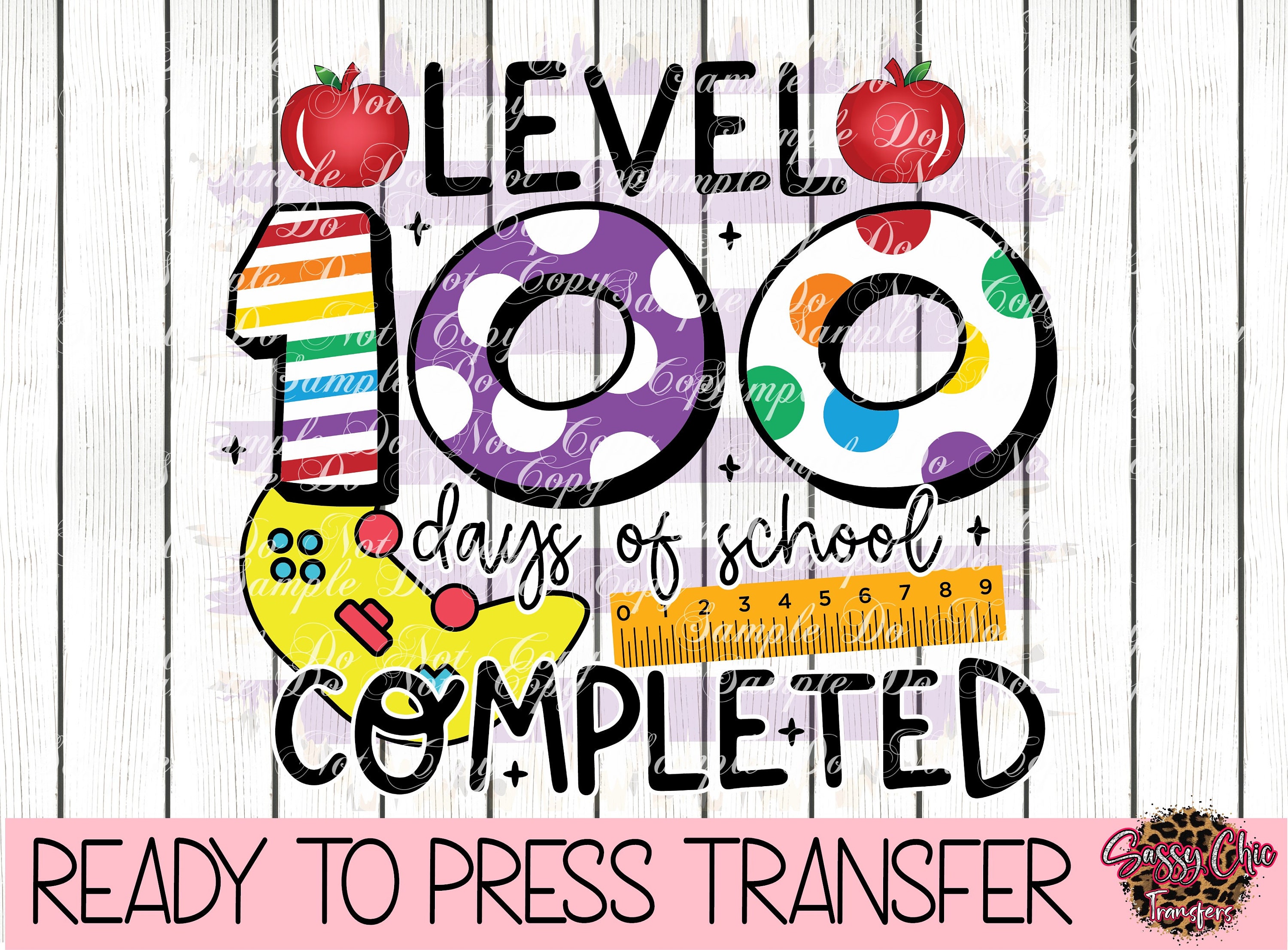 Level 100 Days of School Completed Ready to Press - Etsy