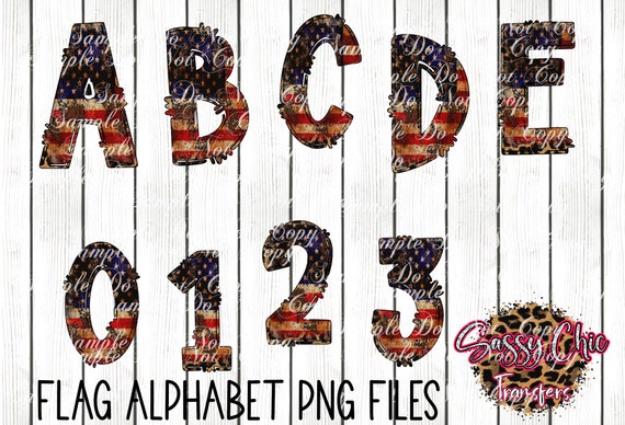 Patriotic Alphabet Digital Download PNG Files High - Etsy