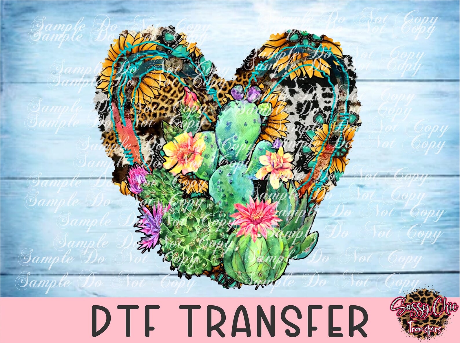Cactus Heart-dtf Transfer Direct to Film Heat Transfer - Etsy